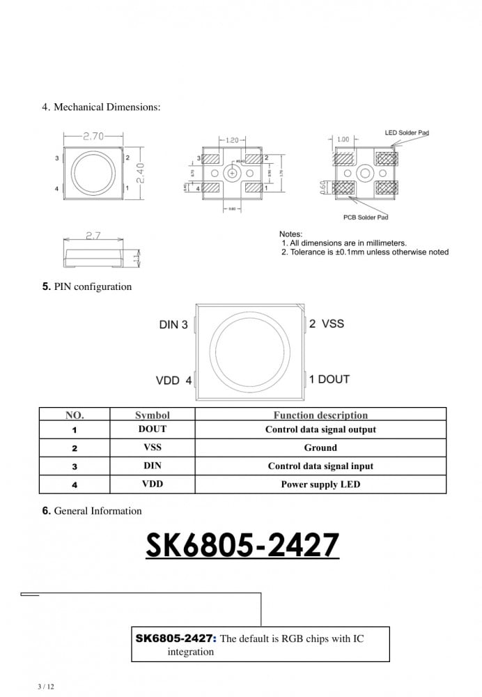 SK6805-2427 specification page 3