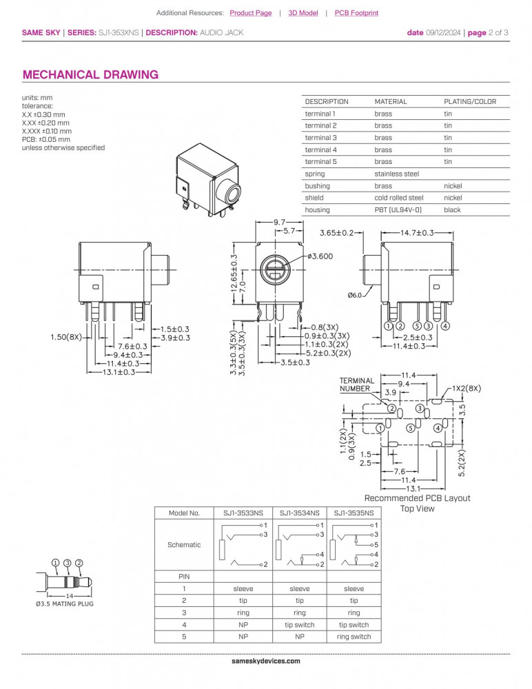 SJ1-3534NS datasheet page 2