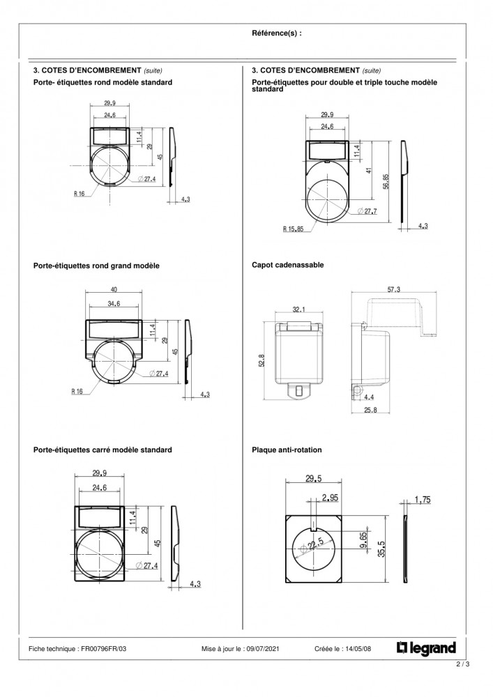 Legrand accessory-family technical document, page 2