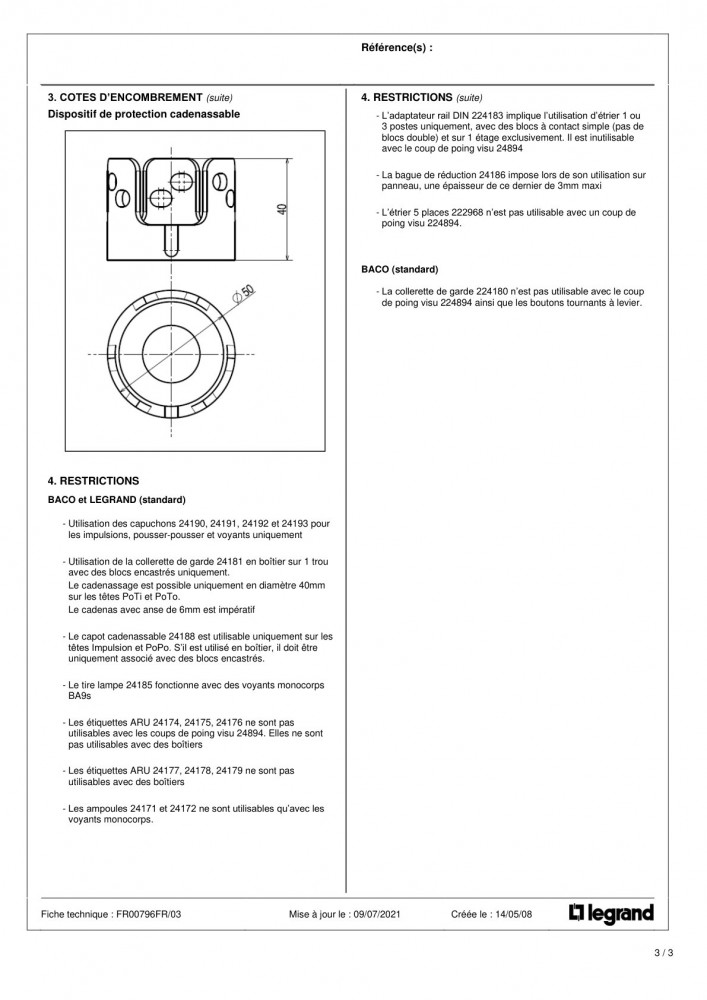Legrand accessory-family technical document, page 3