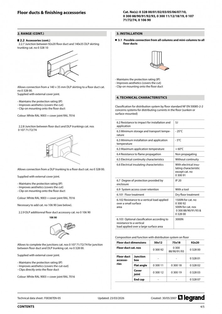 Legrand floor ducts and finishing accessories document, page 4