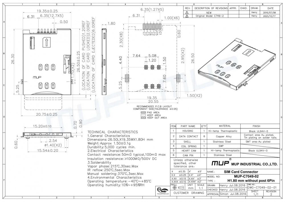 MUP C7049-02 technical drawing