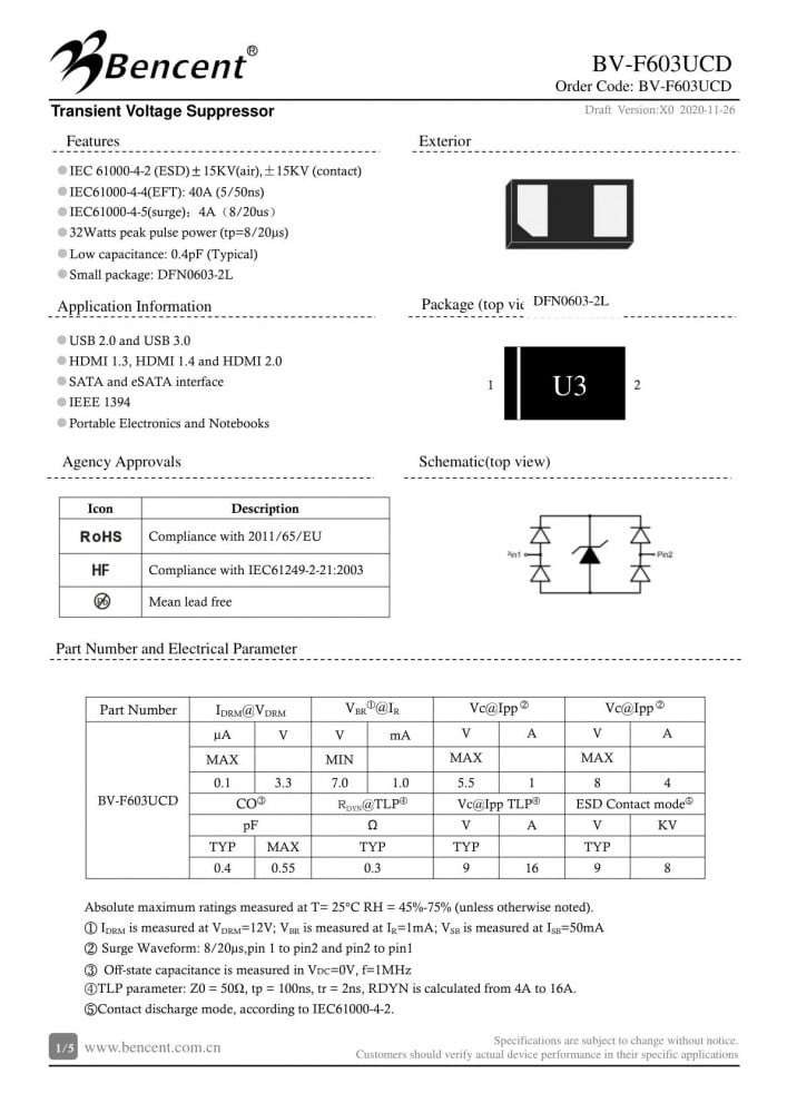 BV-F603UCD datasheet page 1