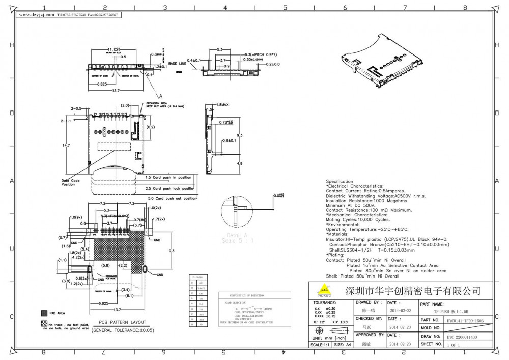 HOAUC HYCW141-TF09-150B technical drawing