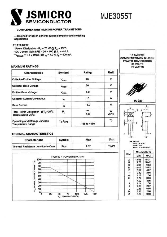 MJE3055T datasheet page 1