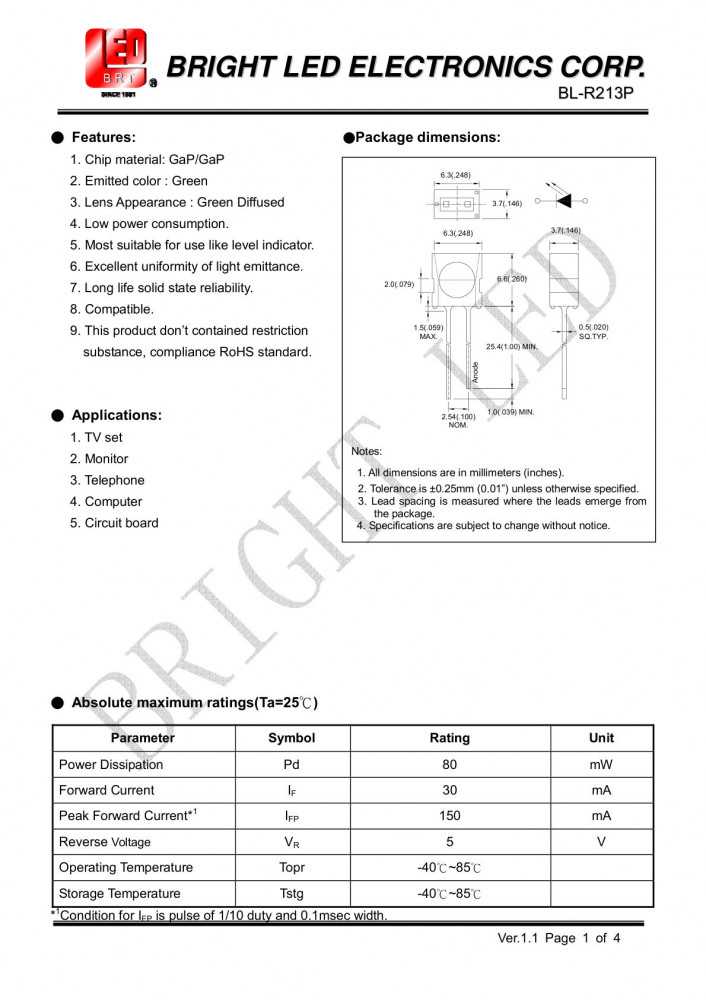 BL-R213P datasheet page 1