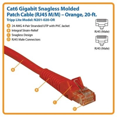 EATON N201-008-BK Modular Ethernet Cable (RJ45)
