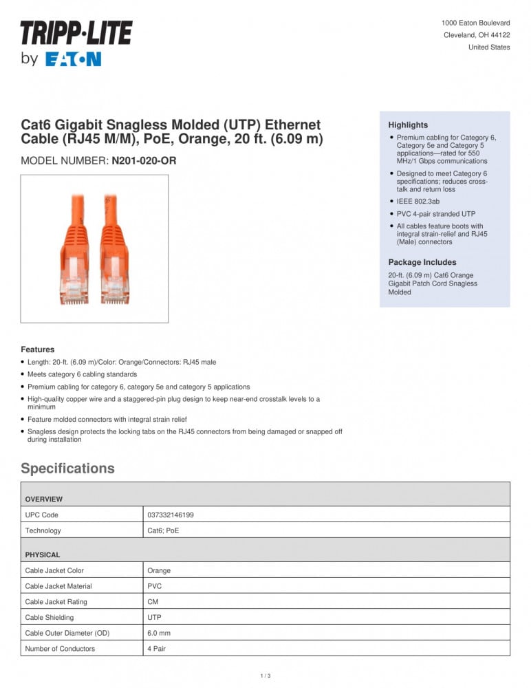 N201-020-OR technical document page 1