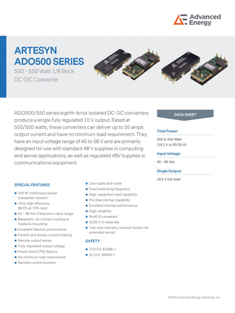 ADO550 series datasheet page 1