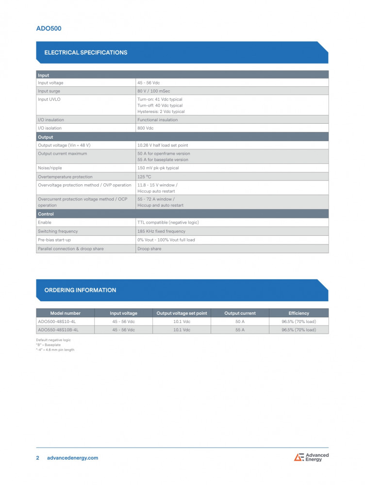 ADO550 series datasheet page 2