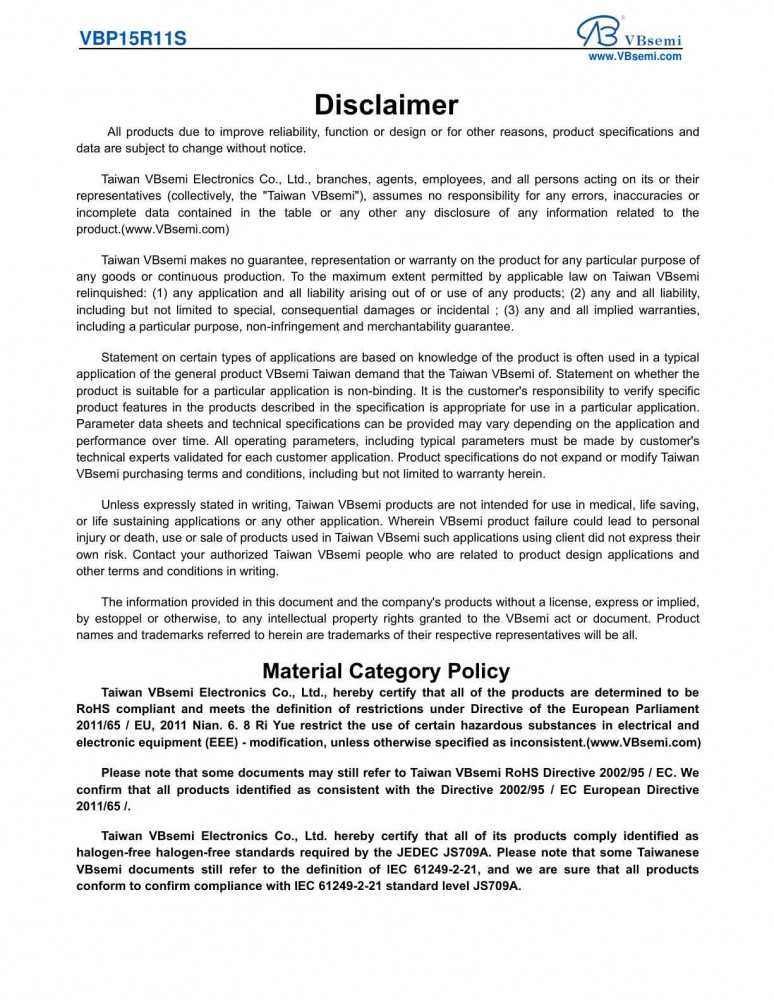 VBP15R11S datasheet page 9