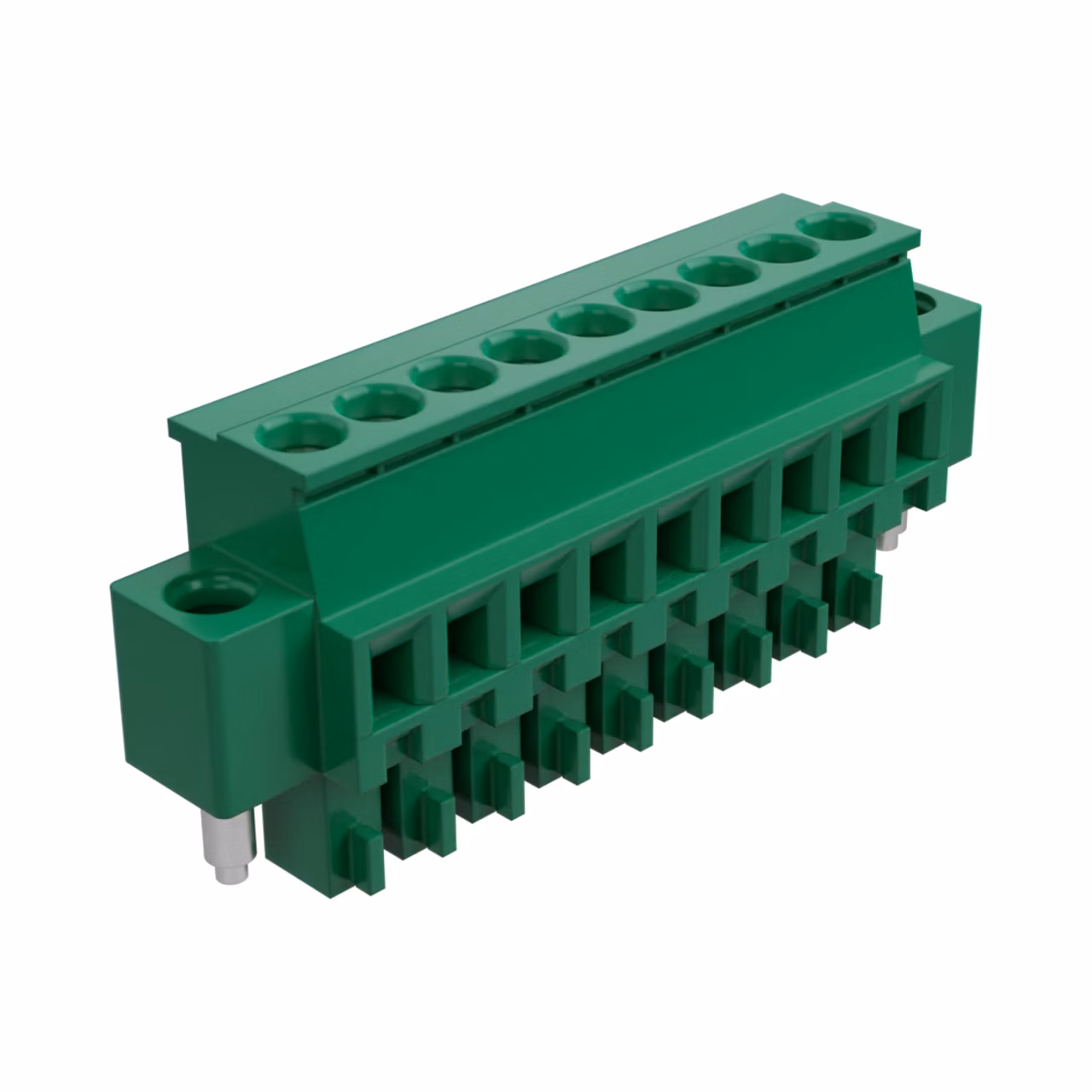 3.81mm Pitch Eurostyle Vertical Plug, with Retention Screws and Standard  Imprinting, Front Wire Entry, Green Housing, Gold (Au) Plated, 9 Circuits for sale