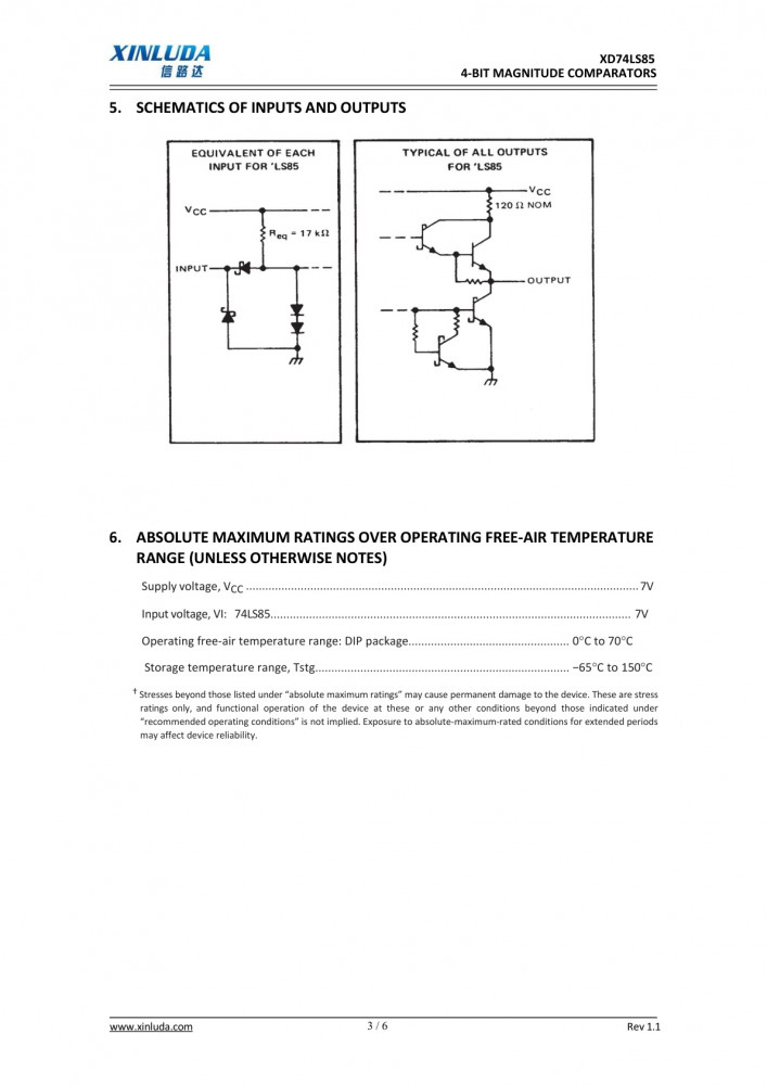 XD74LS85 datasheet page 3