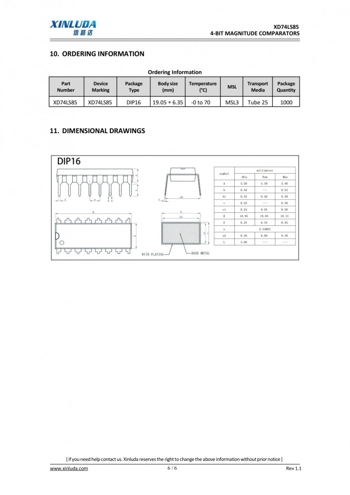 XD74LS85 datasheet page 6