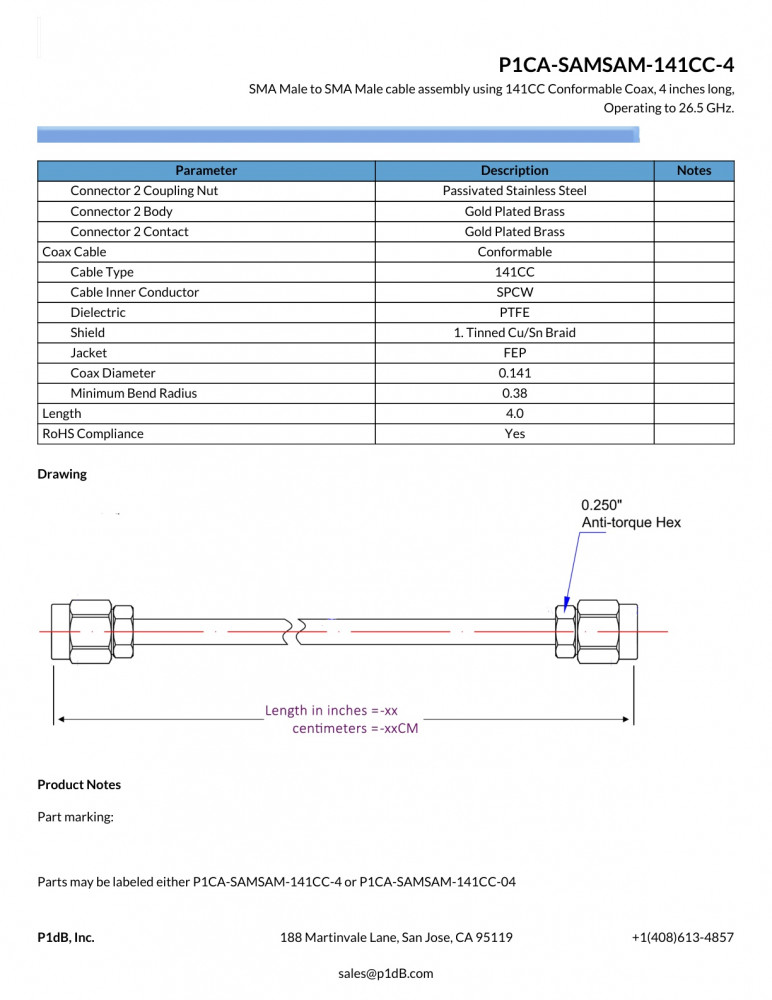 P1CA-SAMSAM-141CC-4 product drawing and documentation page 2