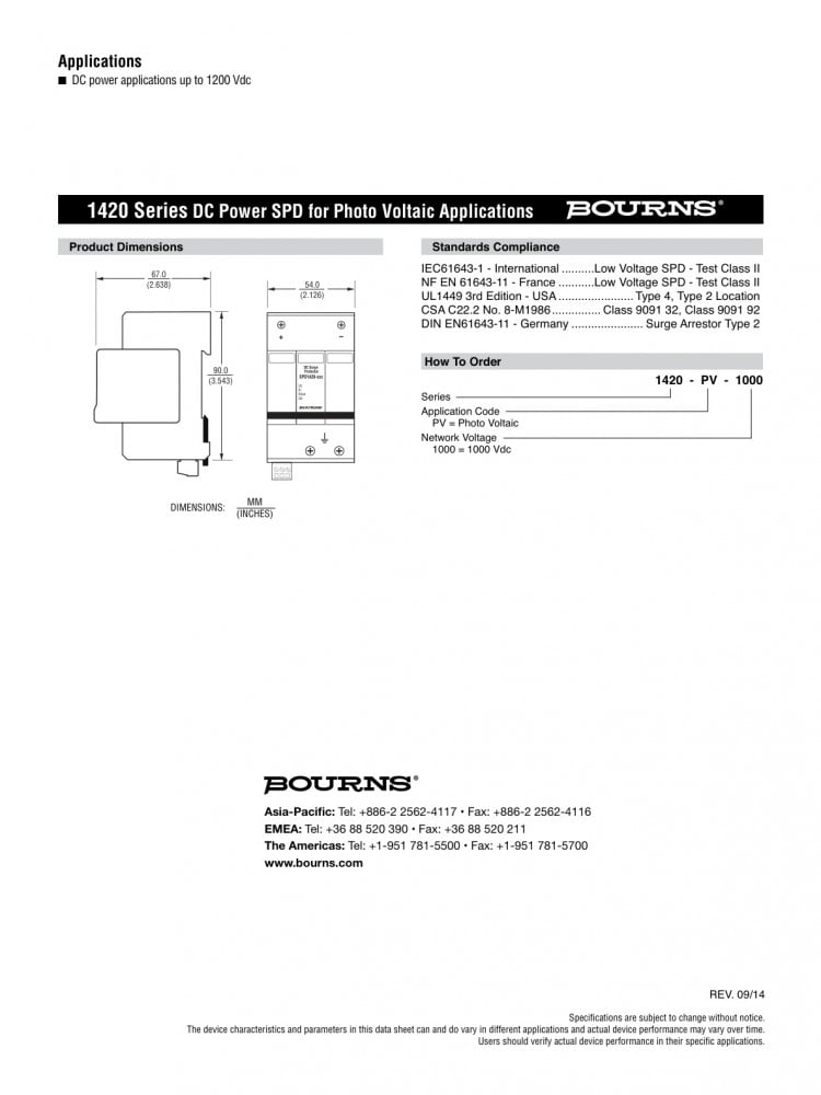 BOURNS 1420-PV-1000 datasheet page 2