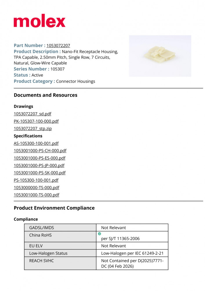 Nano-Fit product specification page 1