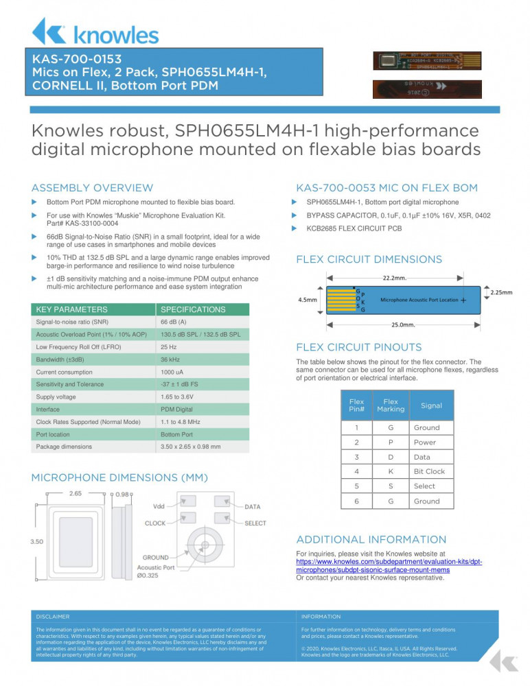 Knowles KAS-700-0162 product document page