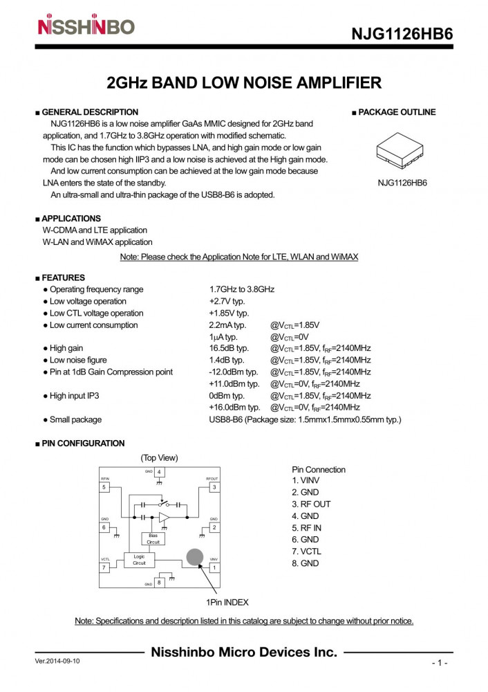 NJG1126HB6 datasheet page 1