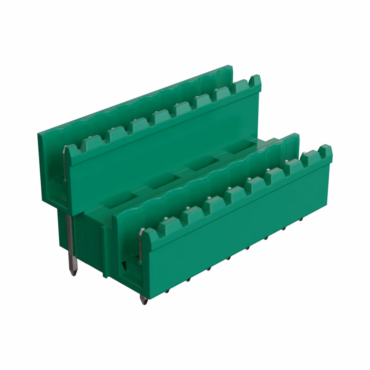 5.00mm Pitch Eurostyle Vertical Dual Level PCB Header, Open Ends, Green Housing, 18 Circuits for sale