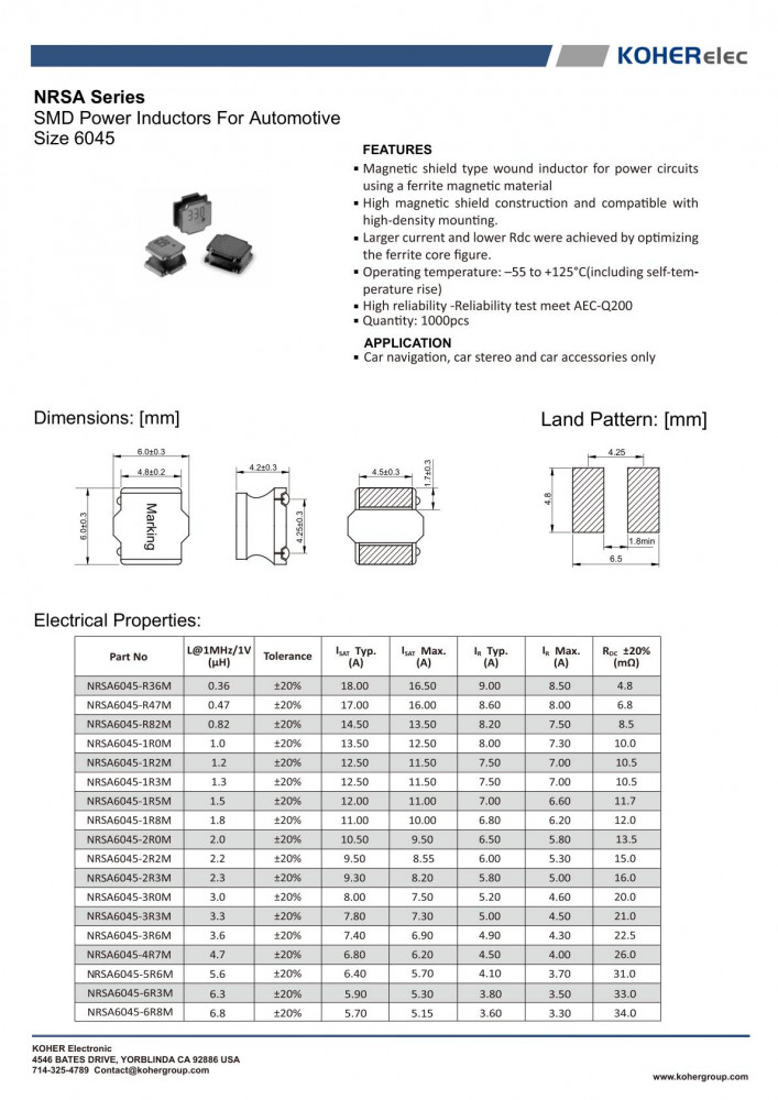 NRSA6045-100M datasheet page 1
