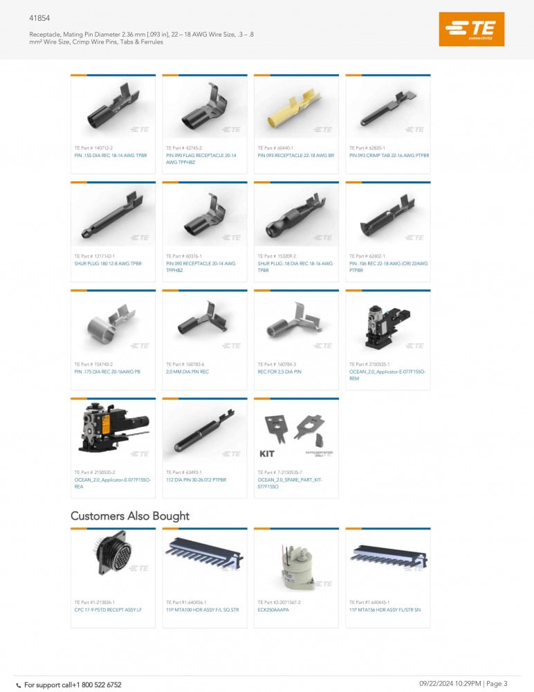 TE Connectivity 41854 technical document page 3