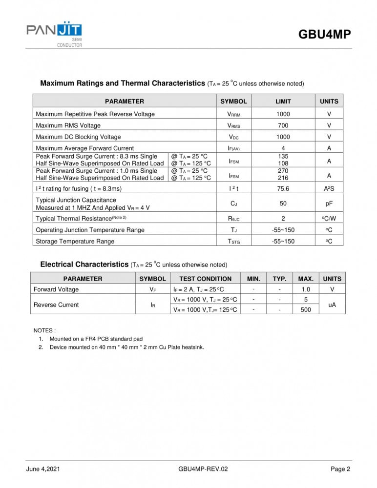 PANJIT GBU4MP_B0_00101 datasheet page 2