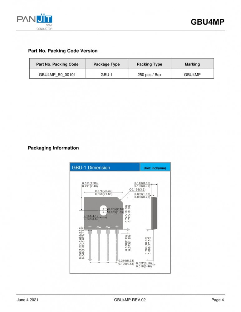 PANJIT GBU4MP_B0_00101 datasheet page 4