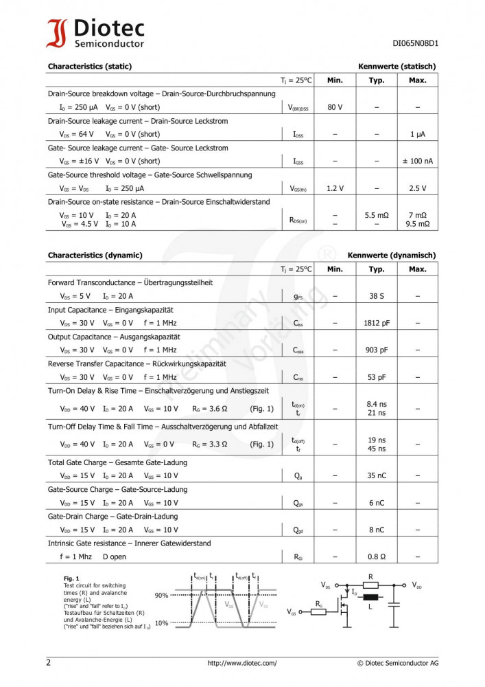 DI065N08D1 datasheet page 2
