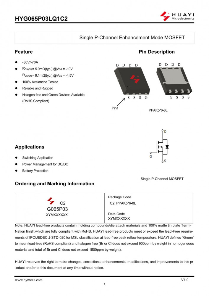 HYG065P03LQ1C2 datasheet page 1
