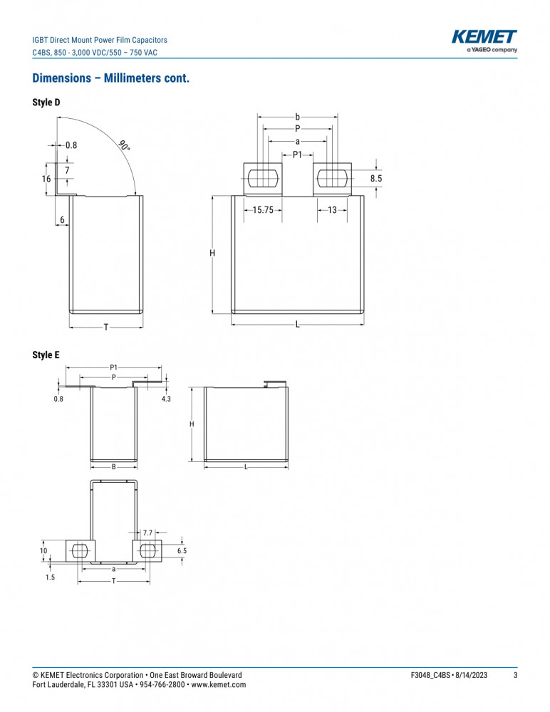 KEMET C4BS datasheet page 3