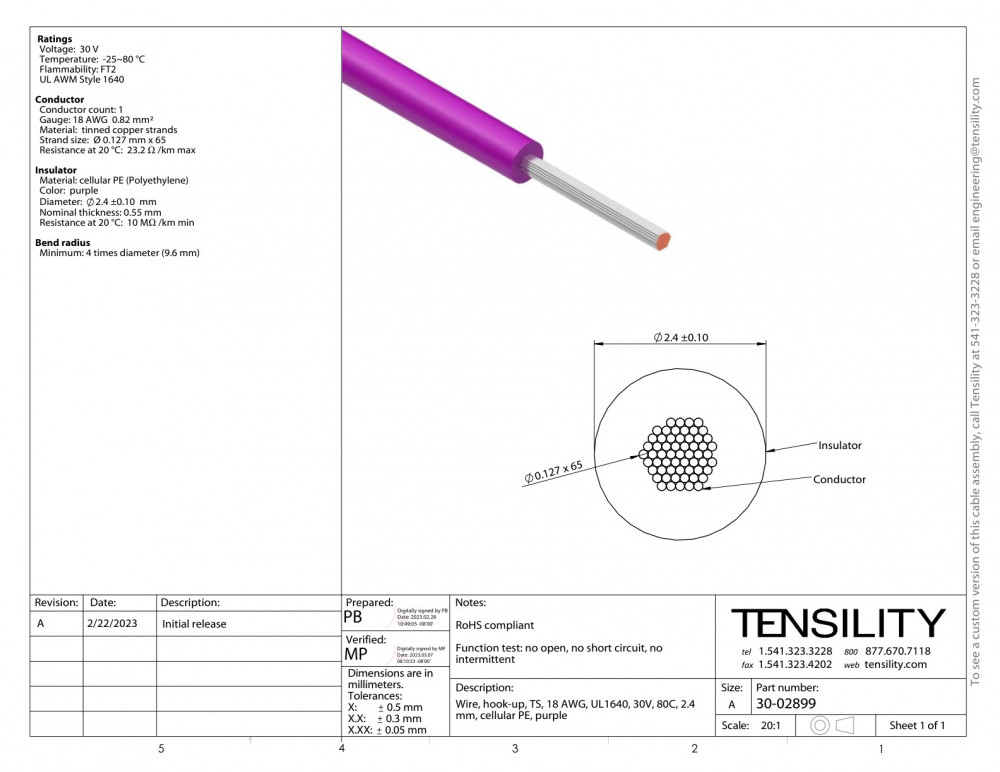 Tensility International 30-02899 product drawing