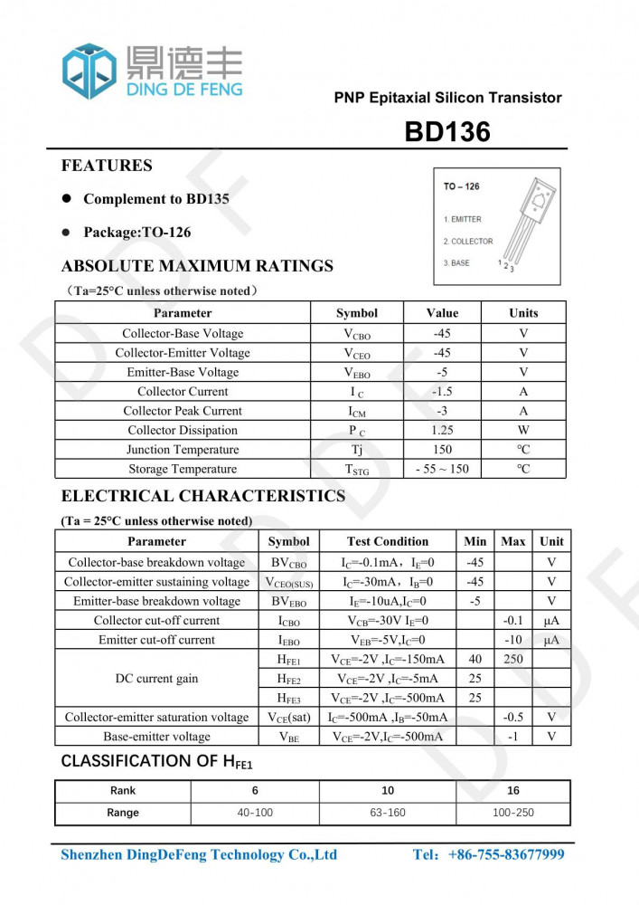 DDF BD136 datasheet page