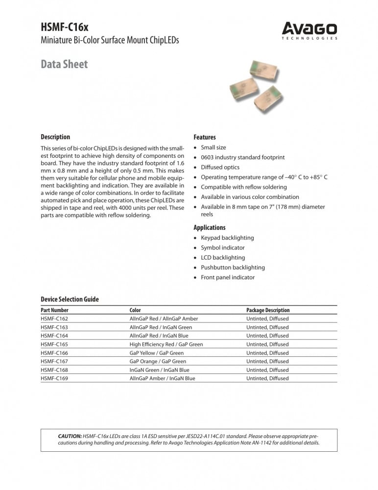 HSMF-C165 datasheet page 1