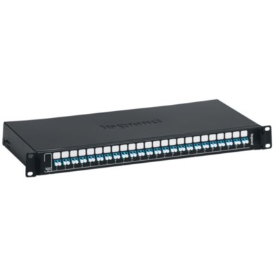 Optic drawer 19 inches 1U sliding equipped with 12 SC duplex single-mode connectors for 24 fibres