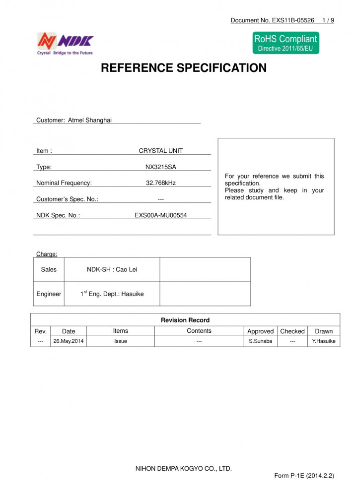 NX3215SA specification page 1