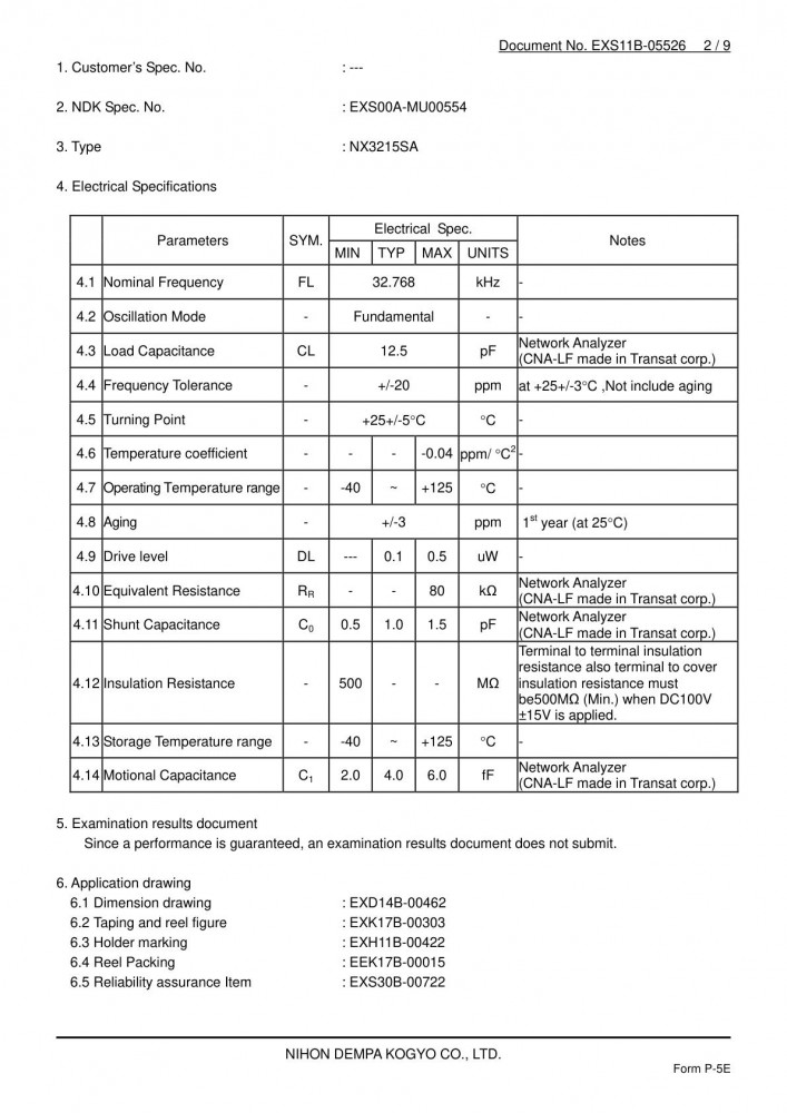NX3215SA specification page 2