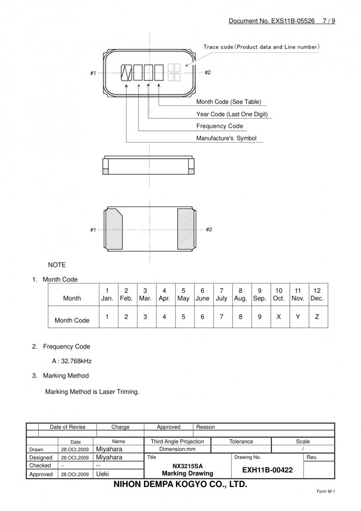 NX3215SA marking drawing