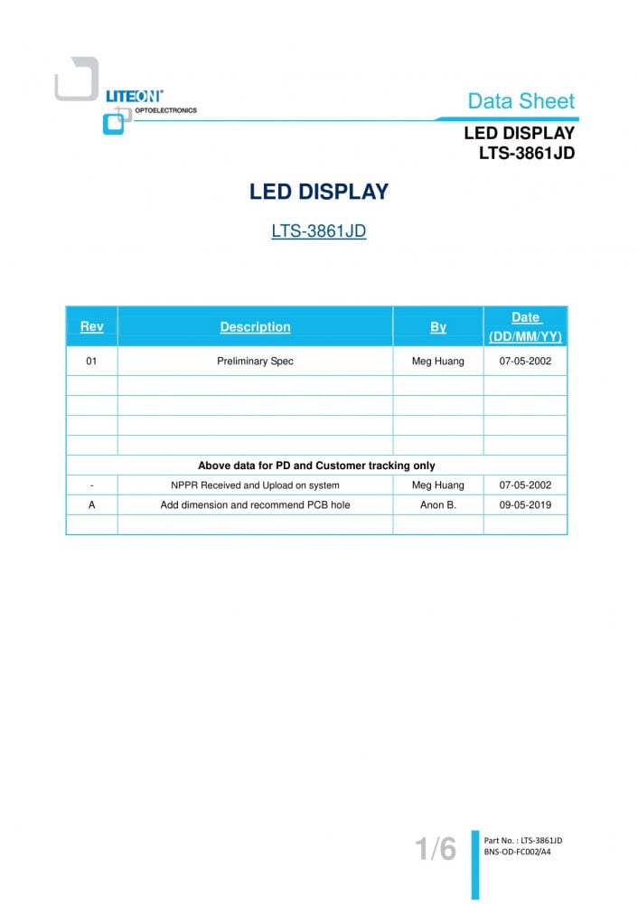 LTS-3861JD datasheet page 2