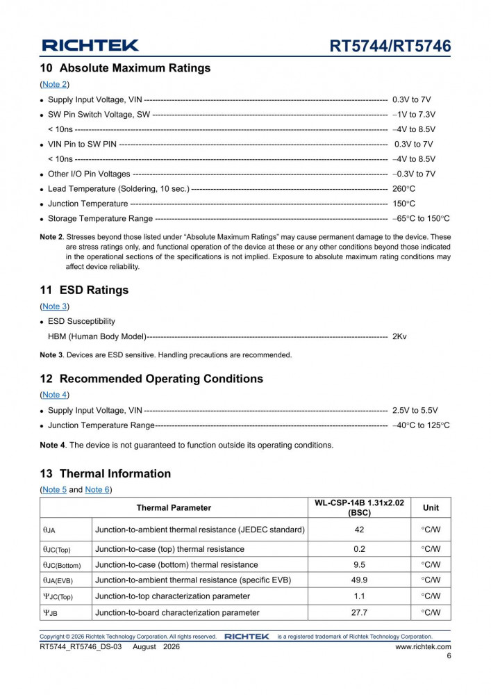 RT5744 RT5746 datasheet page 6
