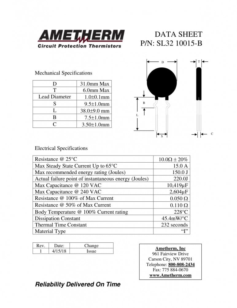 SL32 10015-B technical document page