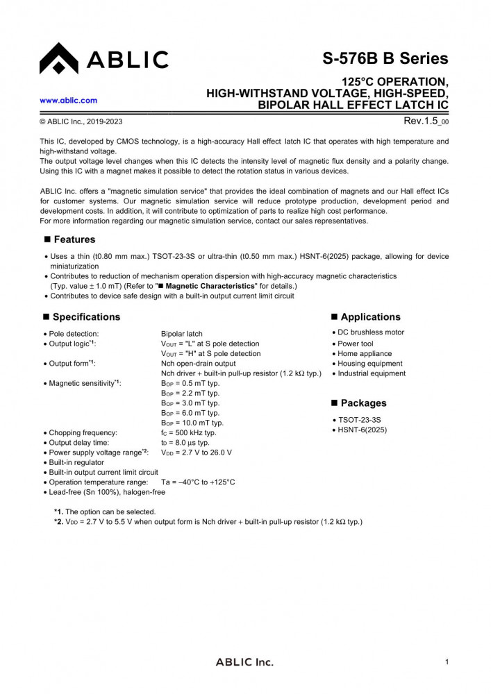 S-576BNL9B-A6T8U datasheet page 1