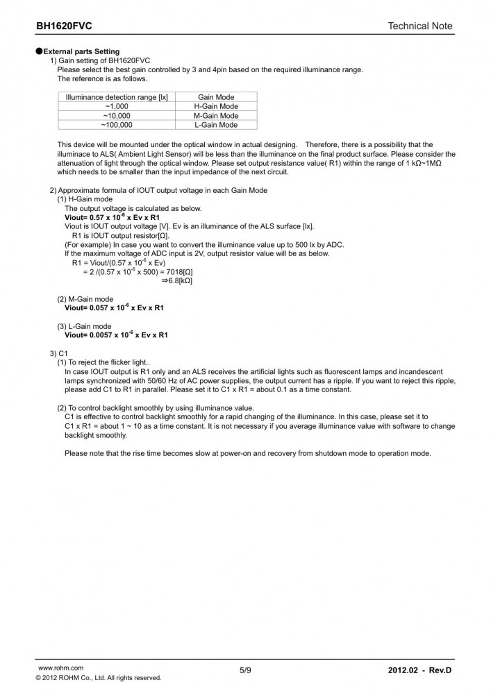 BH1620FVC datasheet page 5