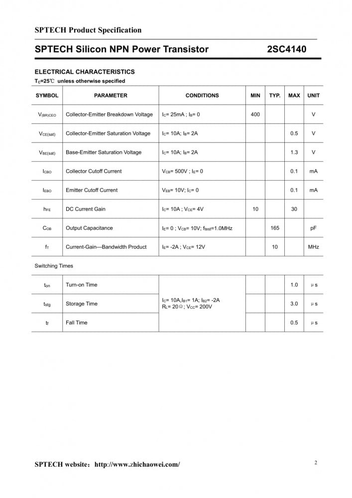 2SC4140 datasheet page 2