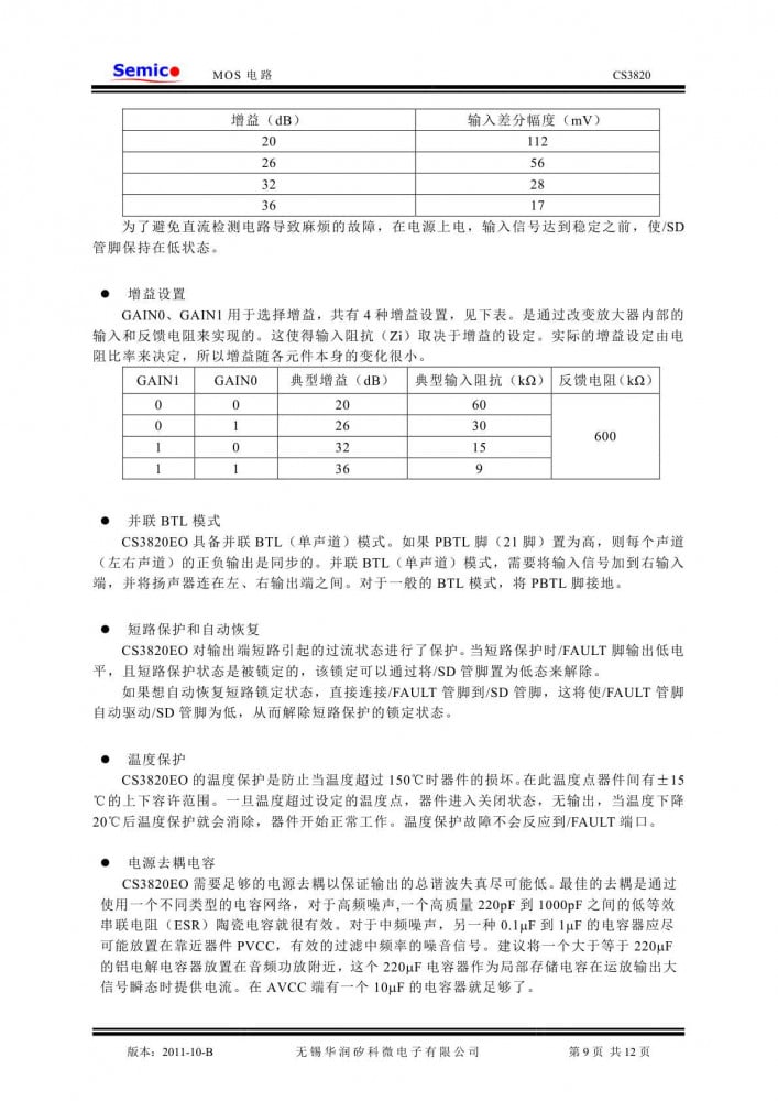 CS3820EO datasheet page 9
