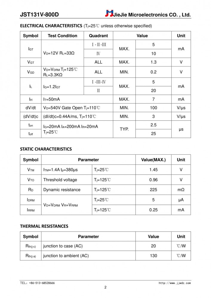 JST131V-800D datasheet page 2