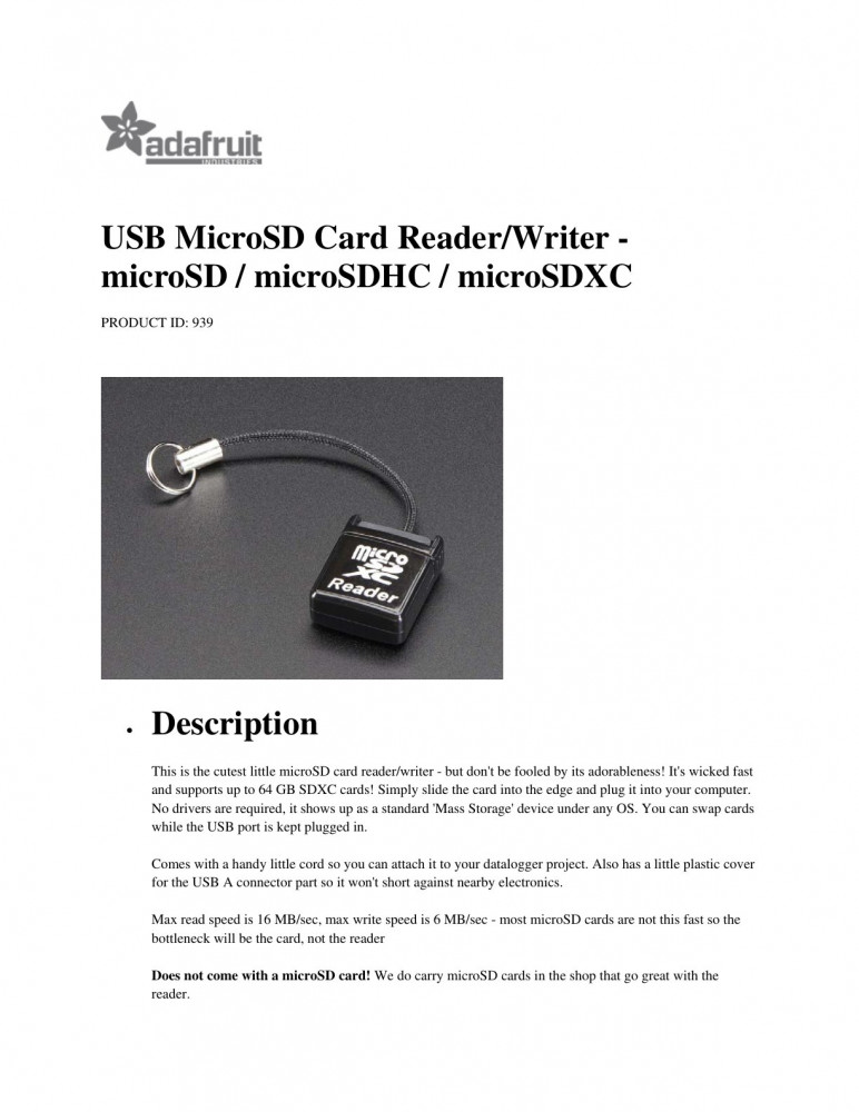 Product document image 1 for model 939