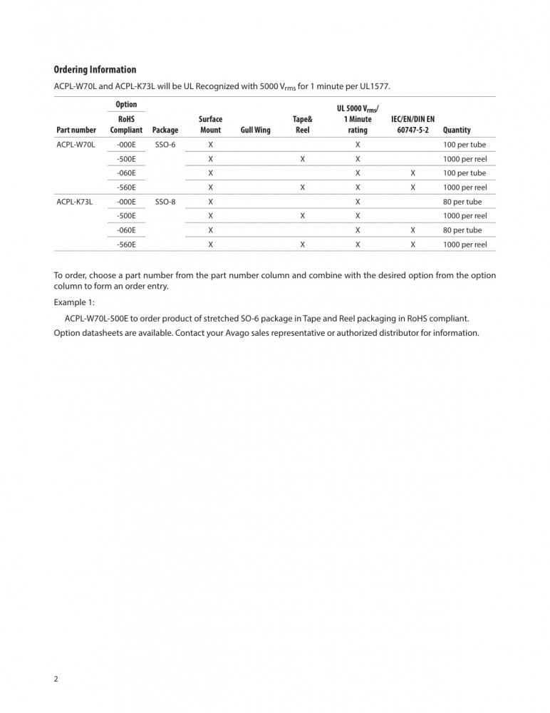 ACPL-K73L-500E datasheet page 2