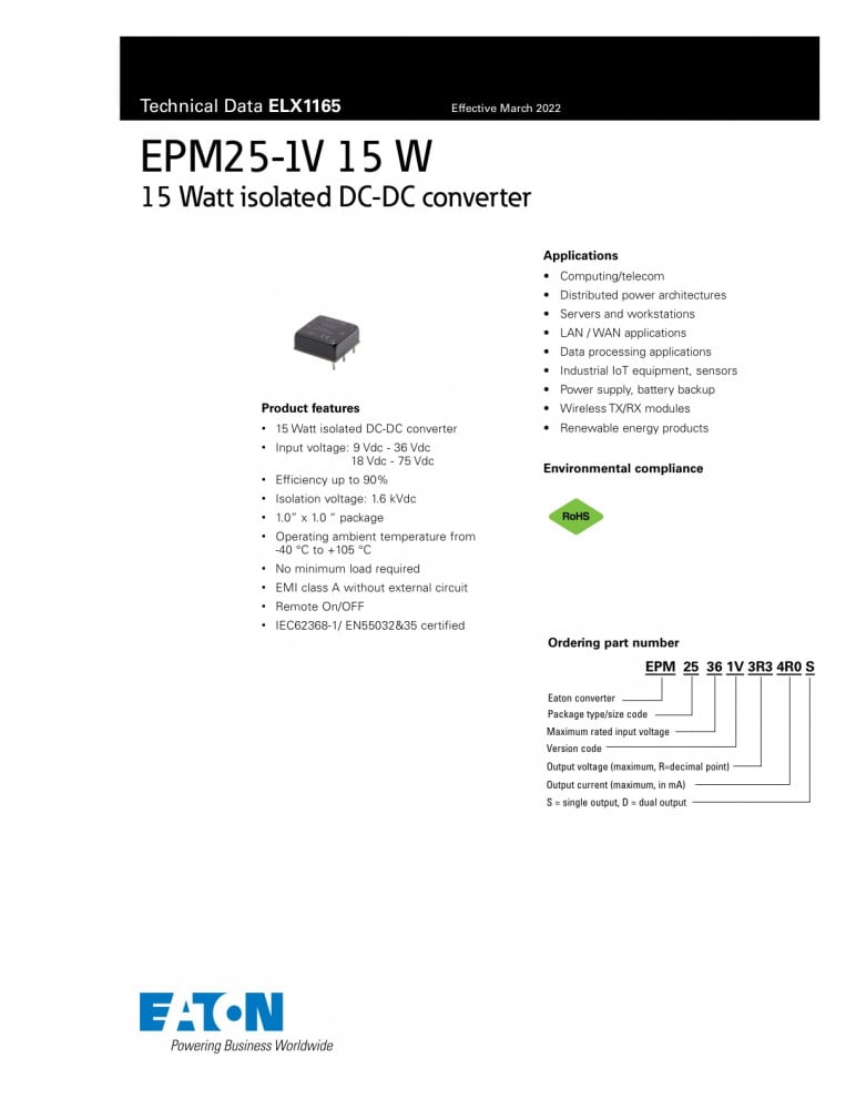 EATON EPM25-1V datasheet page 1
