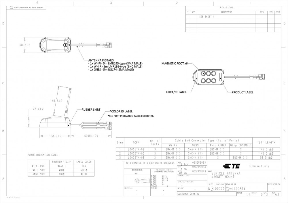 L000574 vehicle antenna drawing, page 2